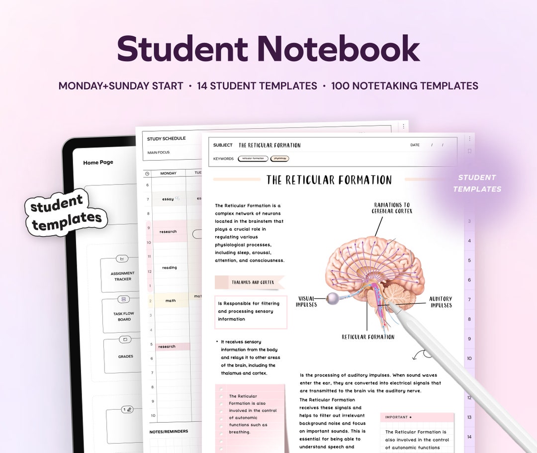 Student Digital Notebook Goodnotes iPad Notebook Notepaper Hyperlinked ...