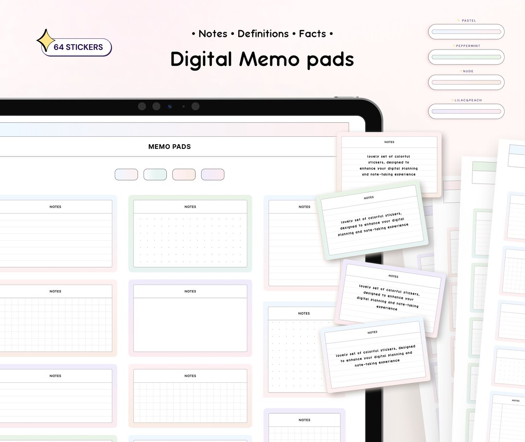 Student Digital Memo Pads for Planner Goodnotes Sticky Notes Sticker ...