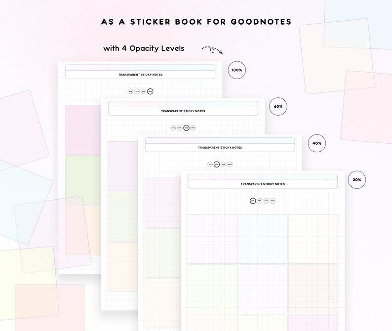 Transparent Digital Stickers for Planner Student Sticky Notes for ...