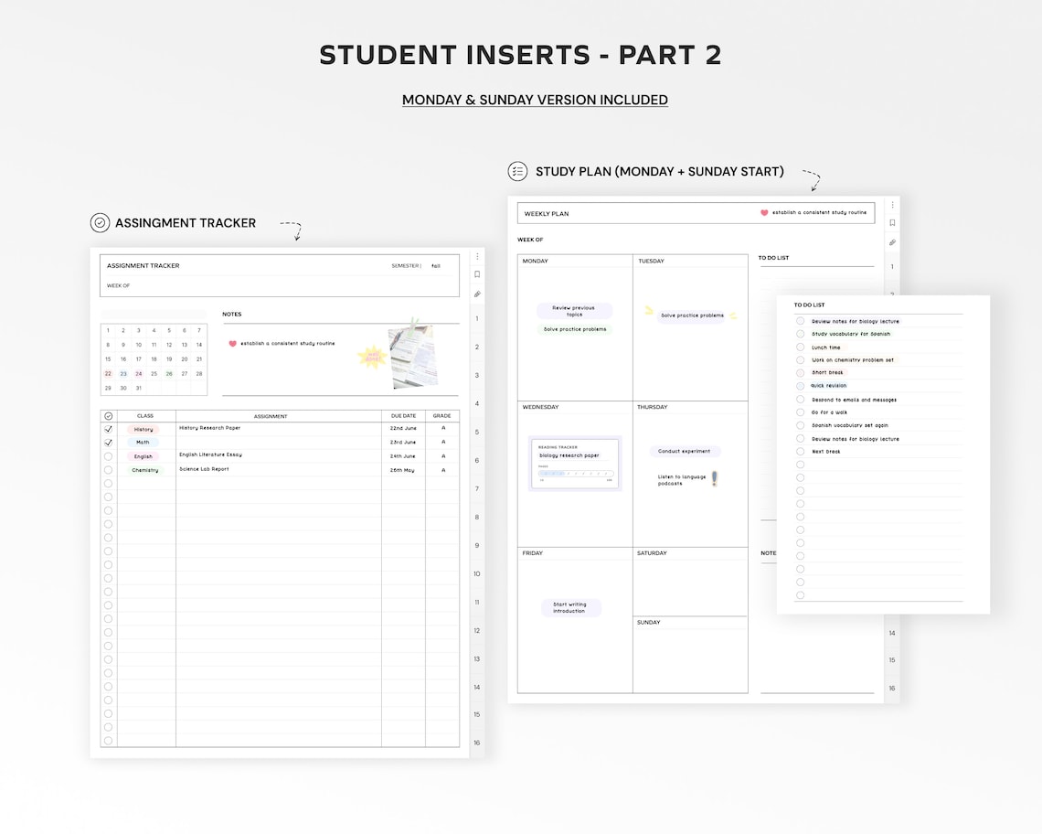 Student Digital Notebook, Minimalist Note Paper Hyperlinked Notetaking ...