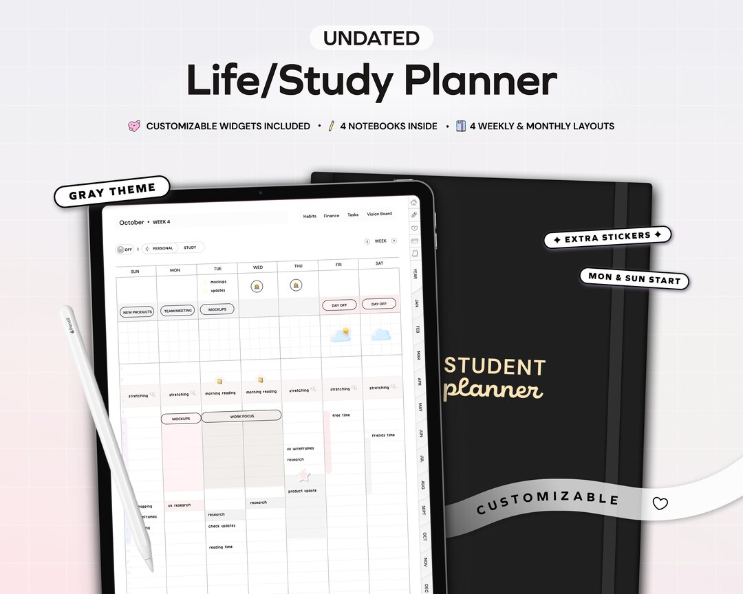 Undated Life Student Digital Planner for Goodnotes Notability iPad ...