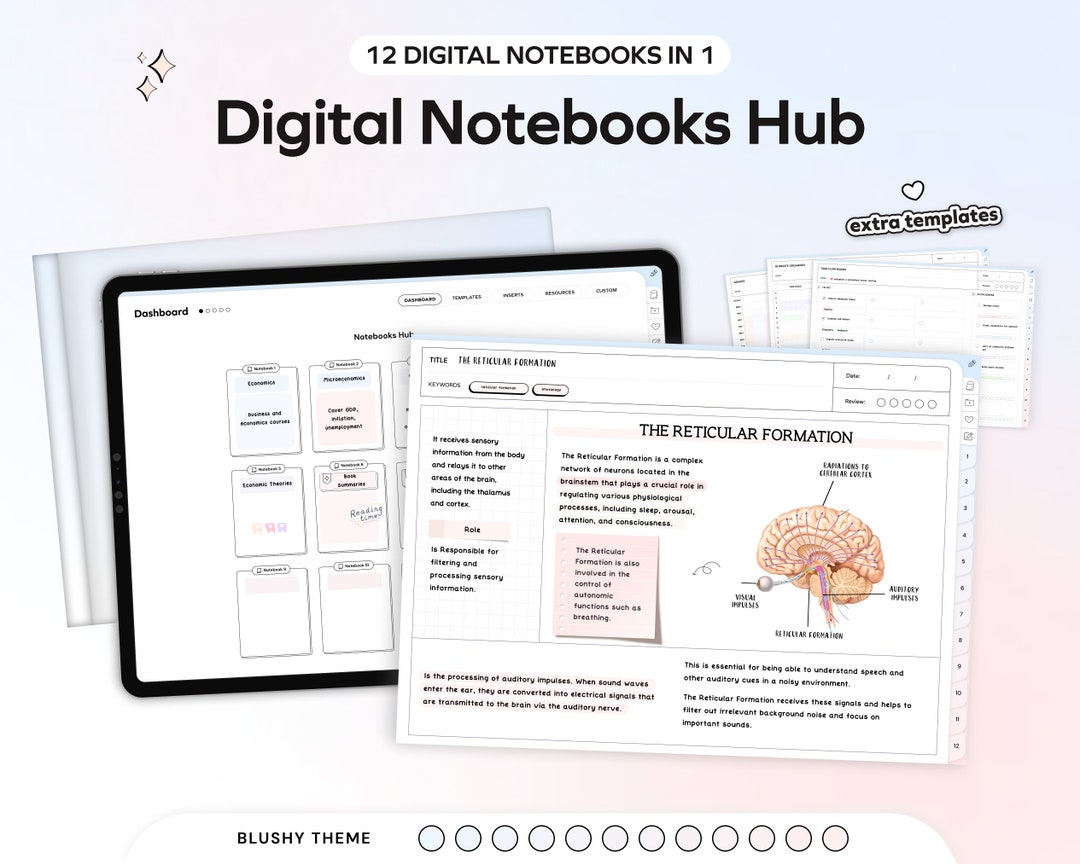 12 Student Digital Notebook Bundle Hyperlinked Planner Notetaking for ...