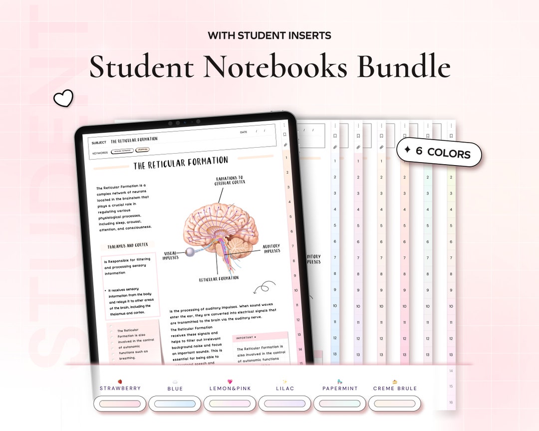 Student Digital Notebook Pastel Bundle Hyperlinked Notetaking Templates ...