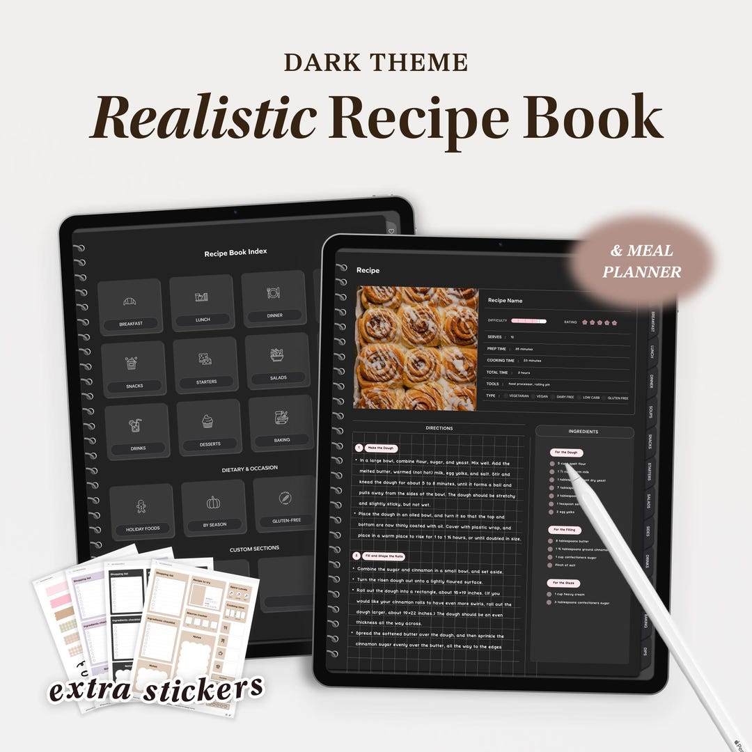 Digital Recipe Book for Ipad, Goodnotes Recipe Book Template, Recipe ...