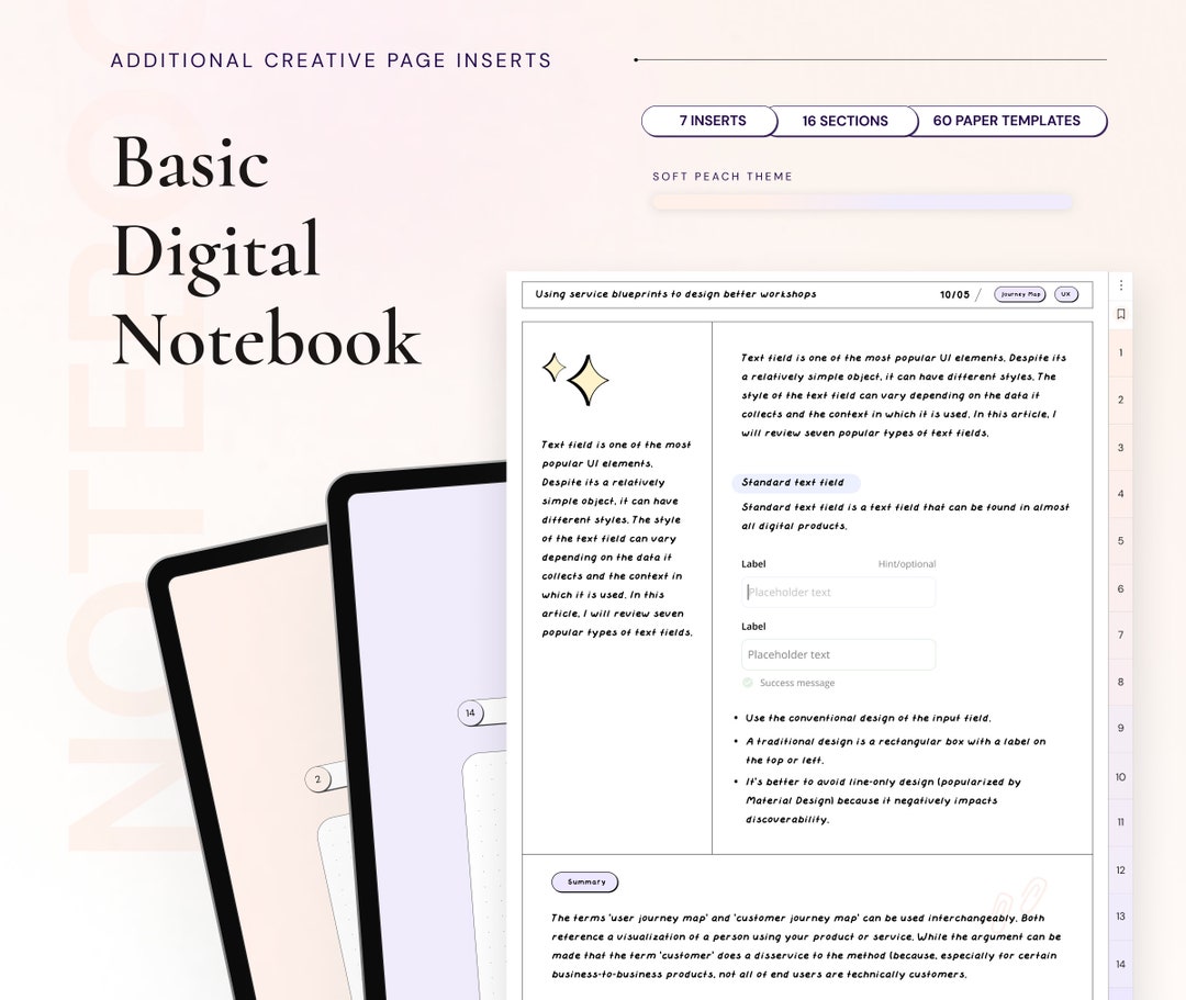 Digital Notebook With Hyperlinked Tabs, Notes Templates for Goodnotes ...