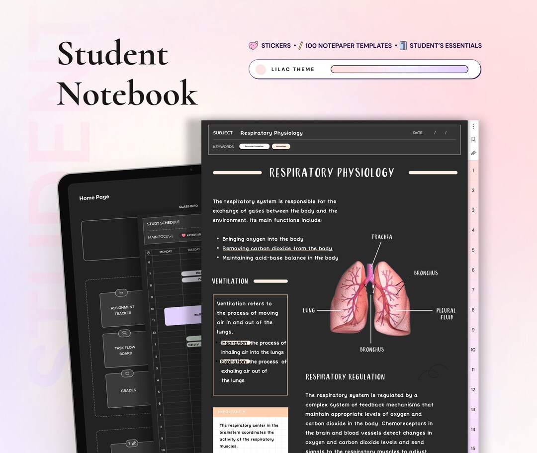Student Digital Notebook Dark Mode, Hyperlinked Notetaking Templates ...