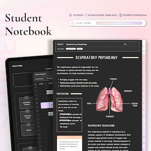 Student Digital Notebook Dark Mode, Hyperlinked Notetaking Templates ...