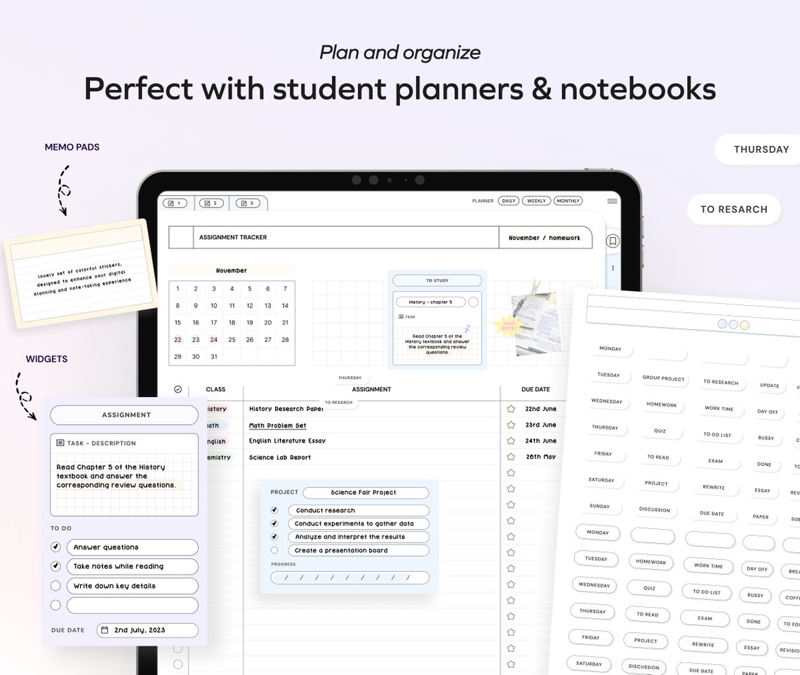 Student Digital Stickers for Planner Goodnotes Precropped Study ...