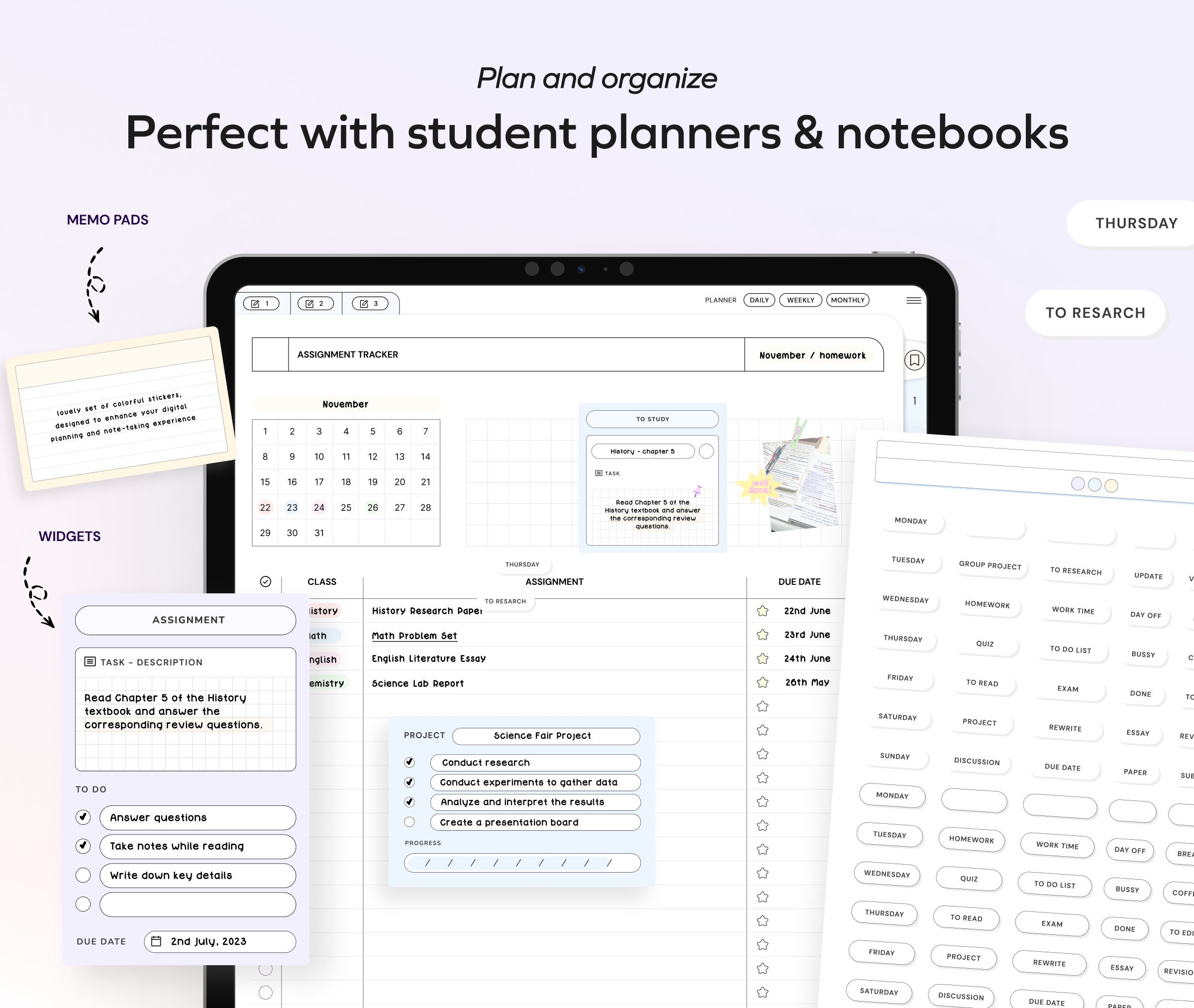 Student Digital Stickers for Planner Goodnotes Precropped Study ...