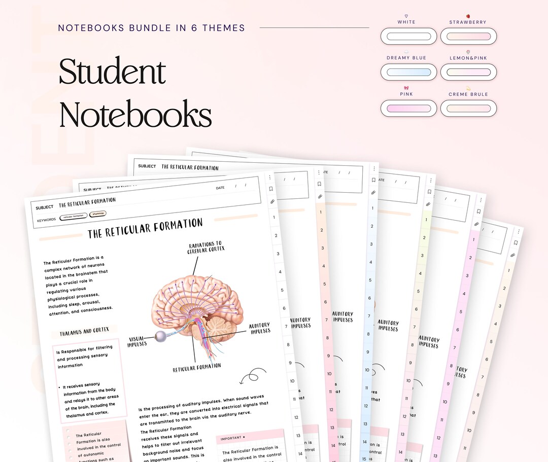Student Digital Notebook Bundle Hyperlinked Notetaking Templates for ...