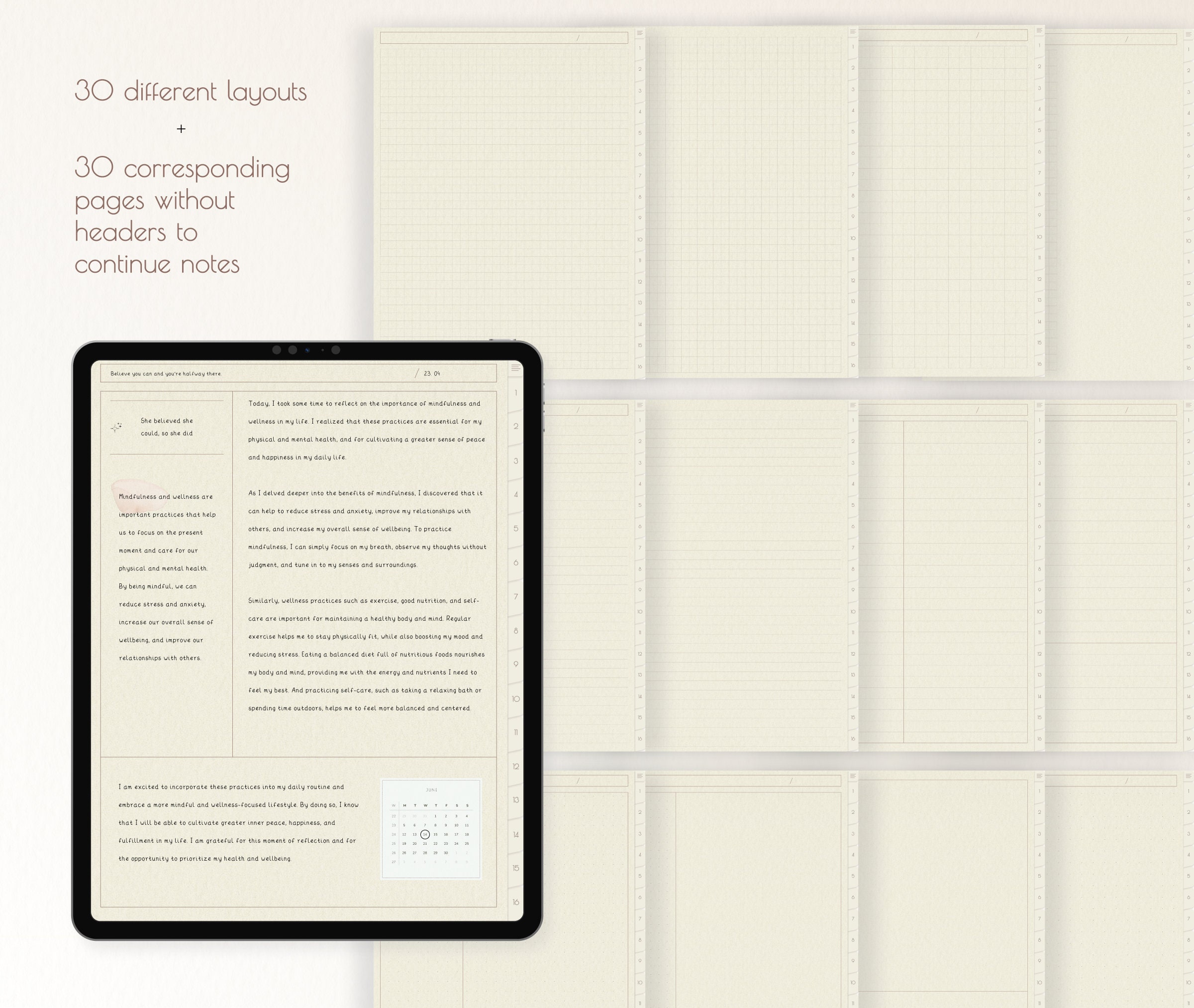 Digital Notebook Paper Texture Template Hyperlinked Tabs - Etsy