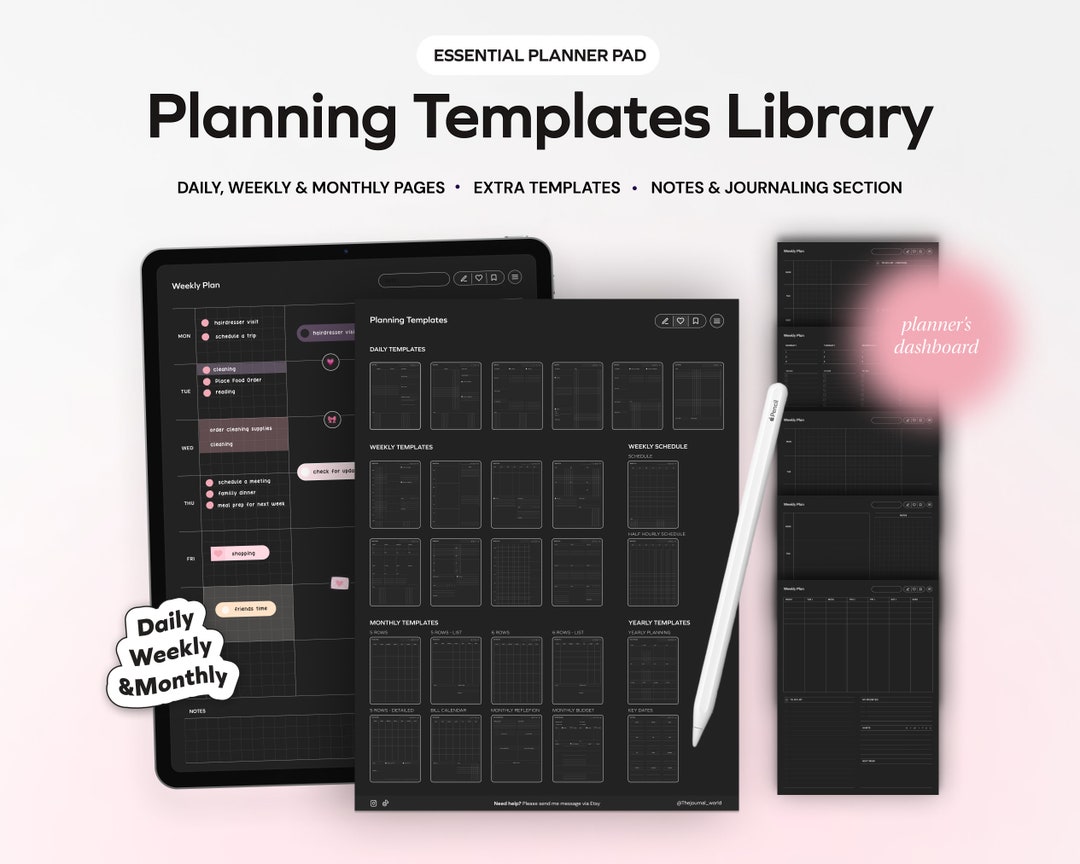 Undated Digital Planner Templates for Goodnotes, Notability iPad ...