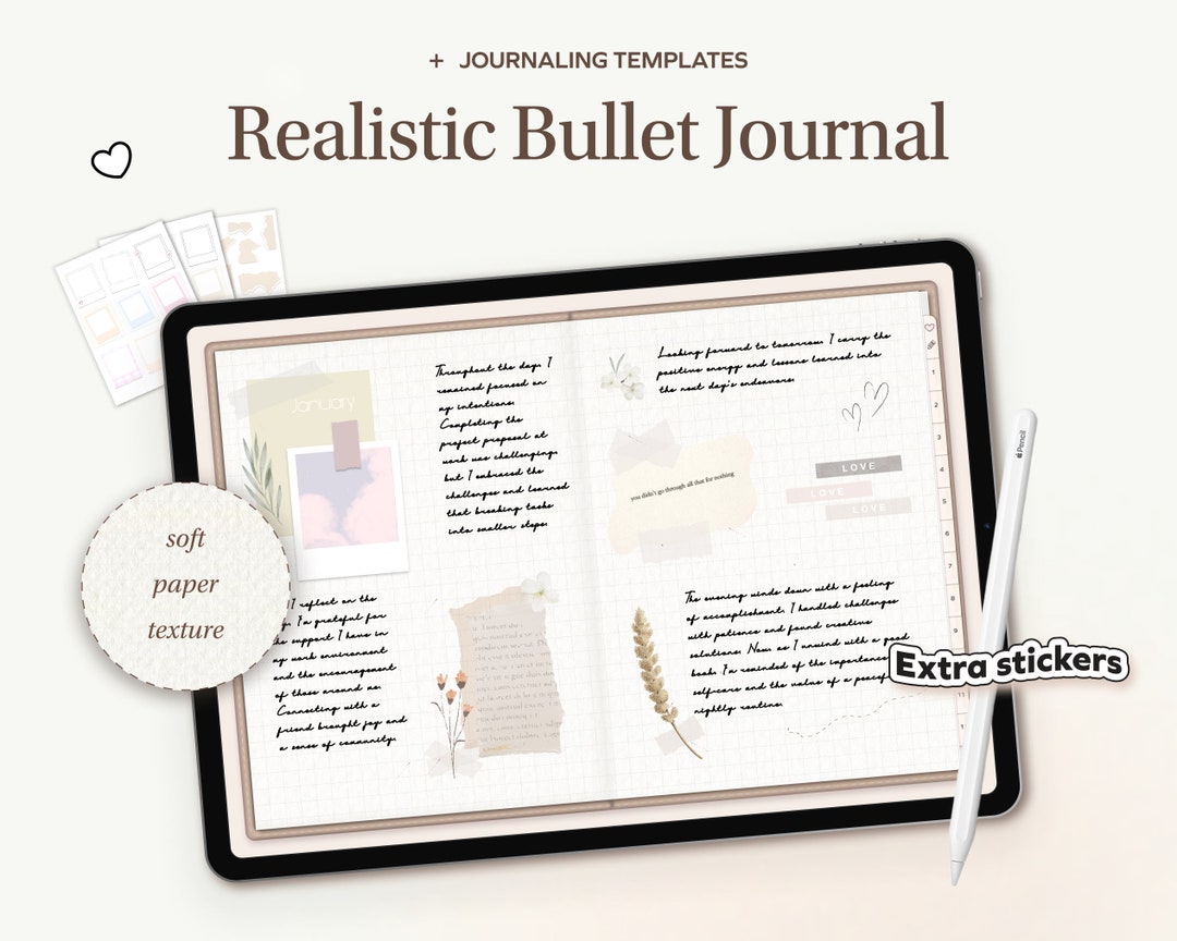 Digital Bullet Journal Paper Texture Realistic Daily Notebook With ...