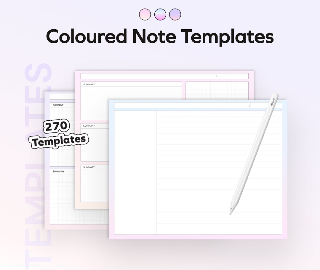 Digital Notepaper Student Coloured Notes Paper for Goodnotes iPad ...