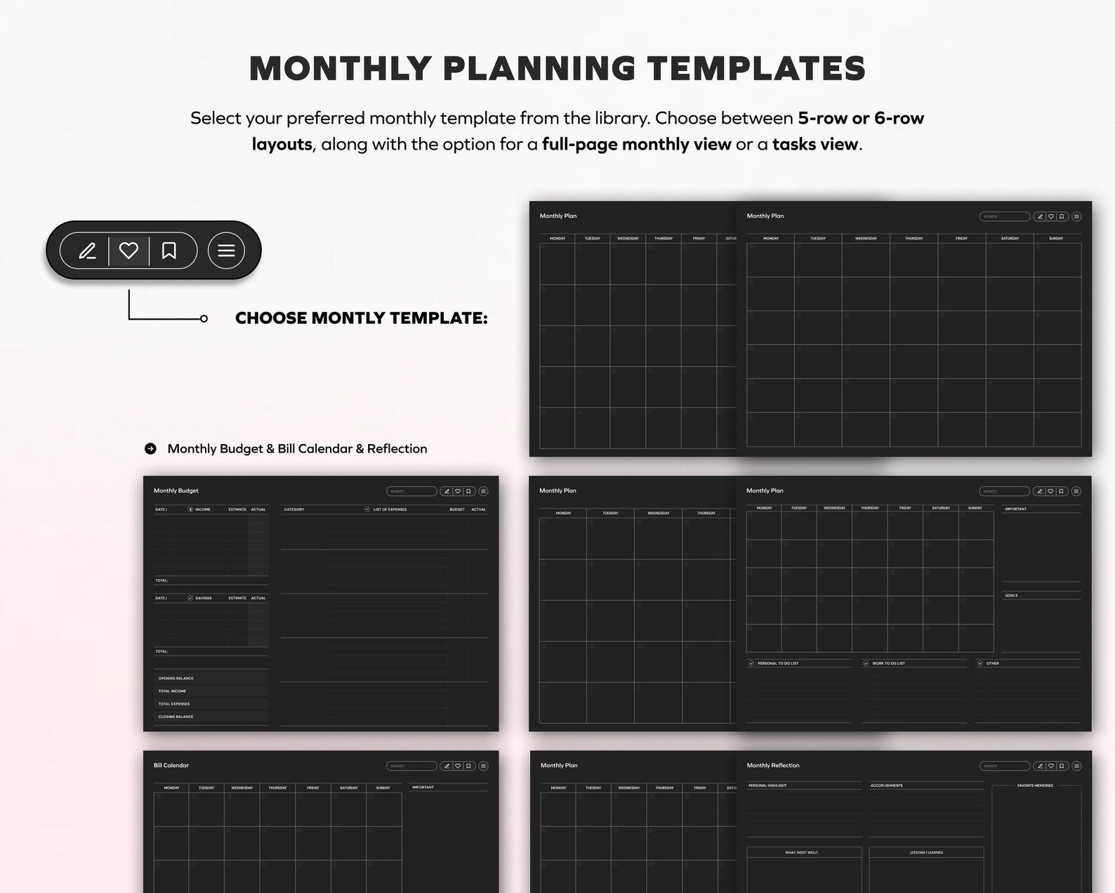 Undated Digital Planner Templates for Goodnotes, Notability iPad ...