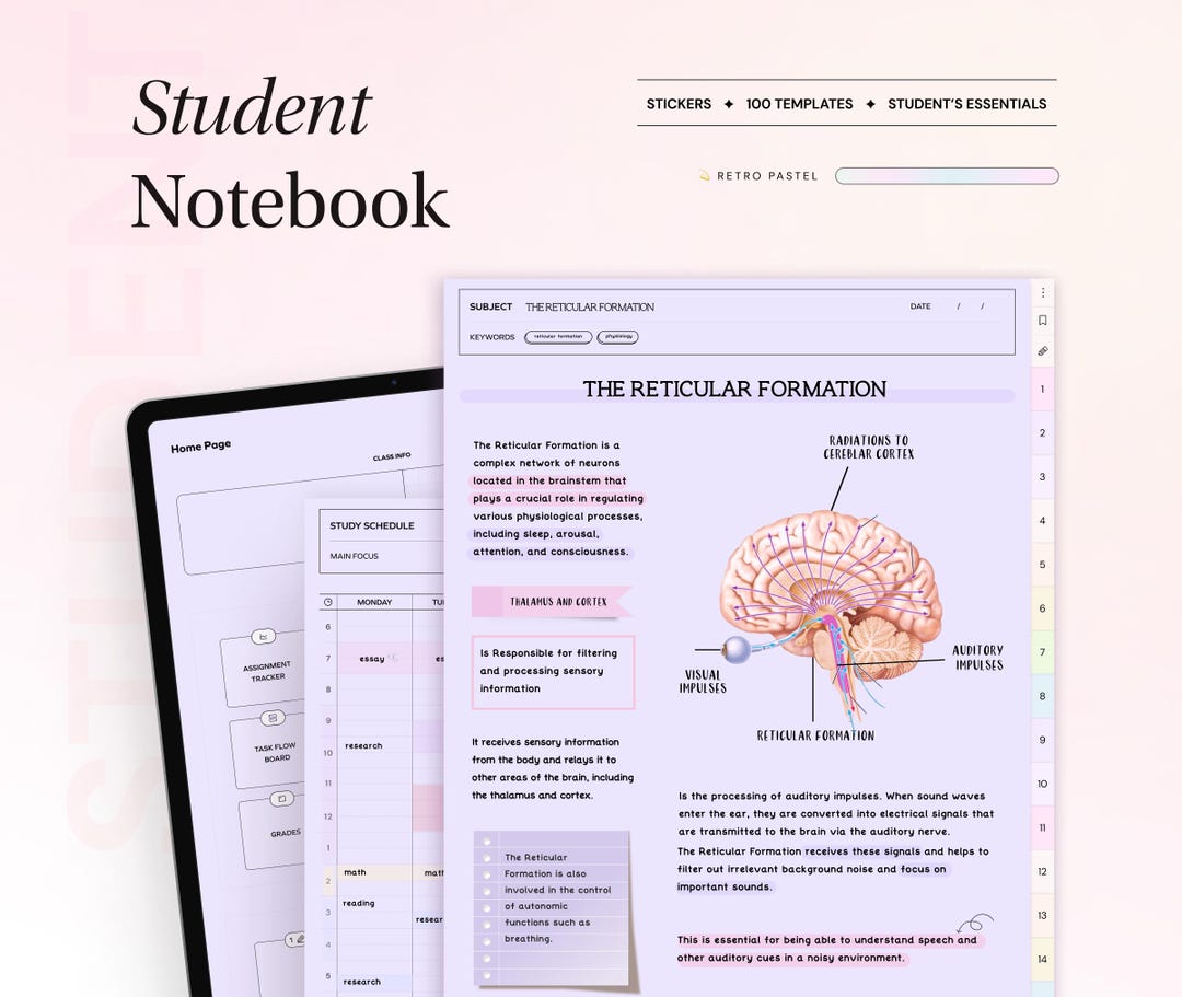 Student Digital Goodnotes Notebook Minimalist Notepaper Hyperlinked ...