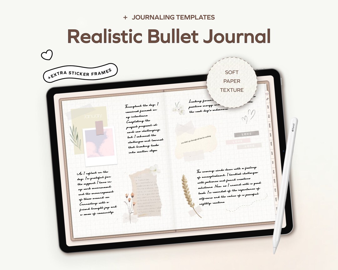 Digital Bullet Journal Paper Texture Realistic Daily Notebook With ...