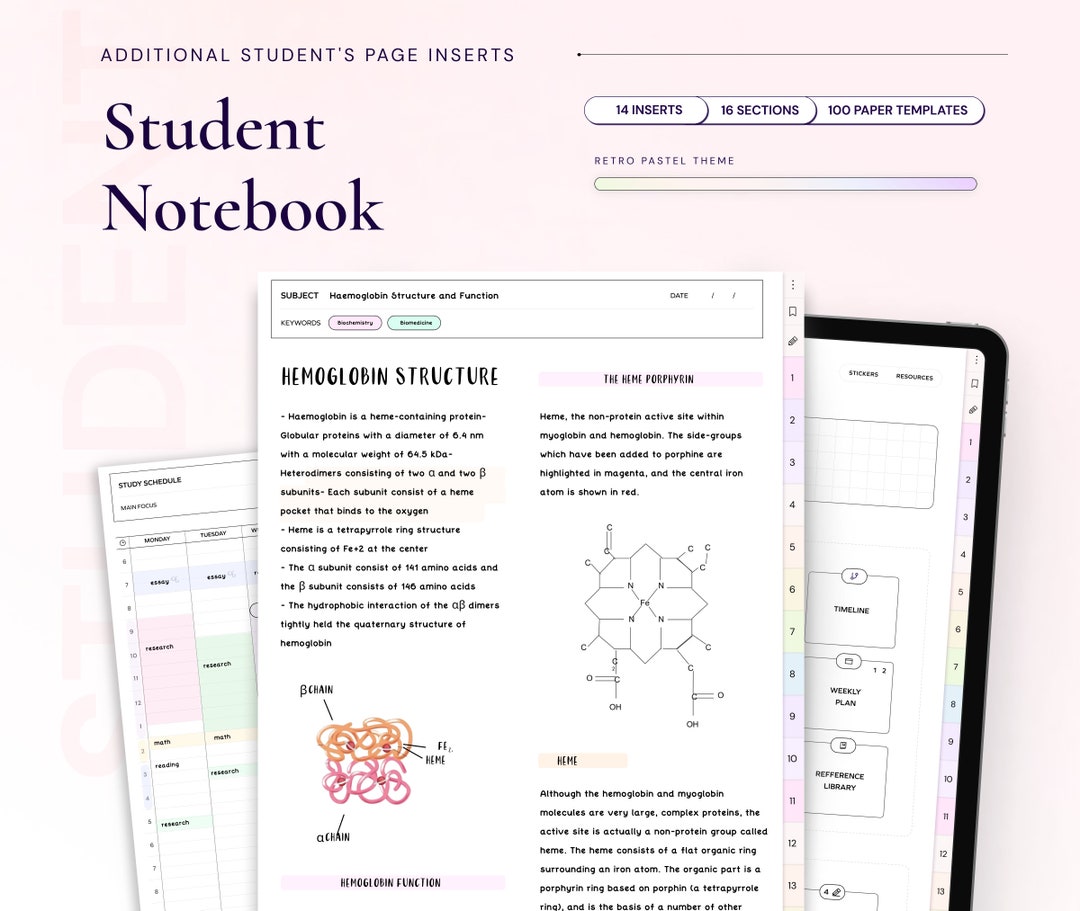 Student Digital Notebook Hyperlinked Notetaking Templates Retro Vibe ...