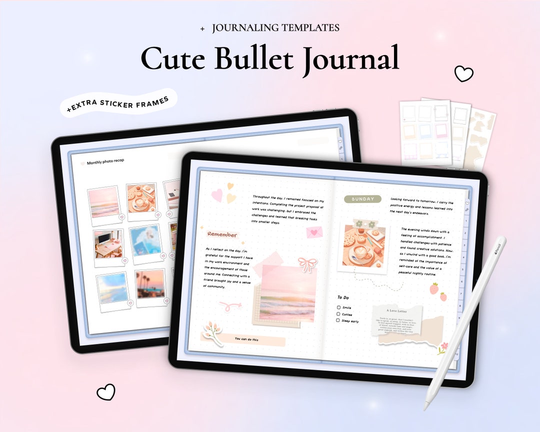 Digital Bullet Journal, Realistic Daily Notebook Scrapbook With ...