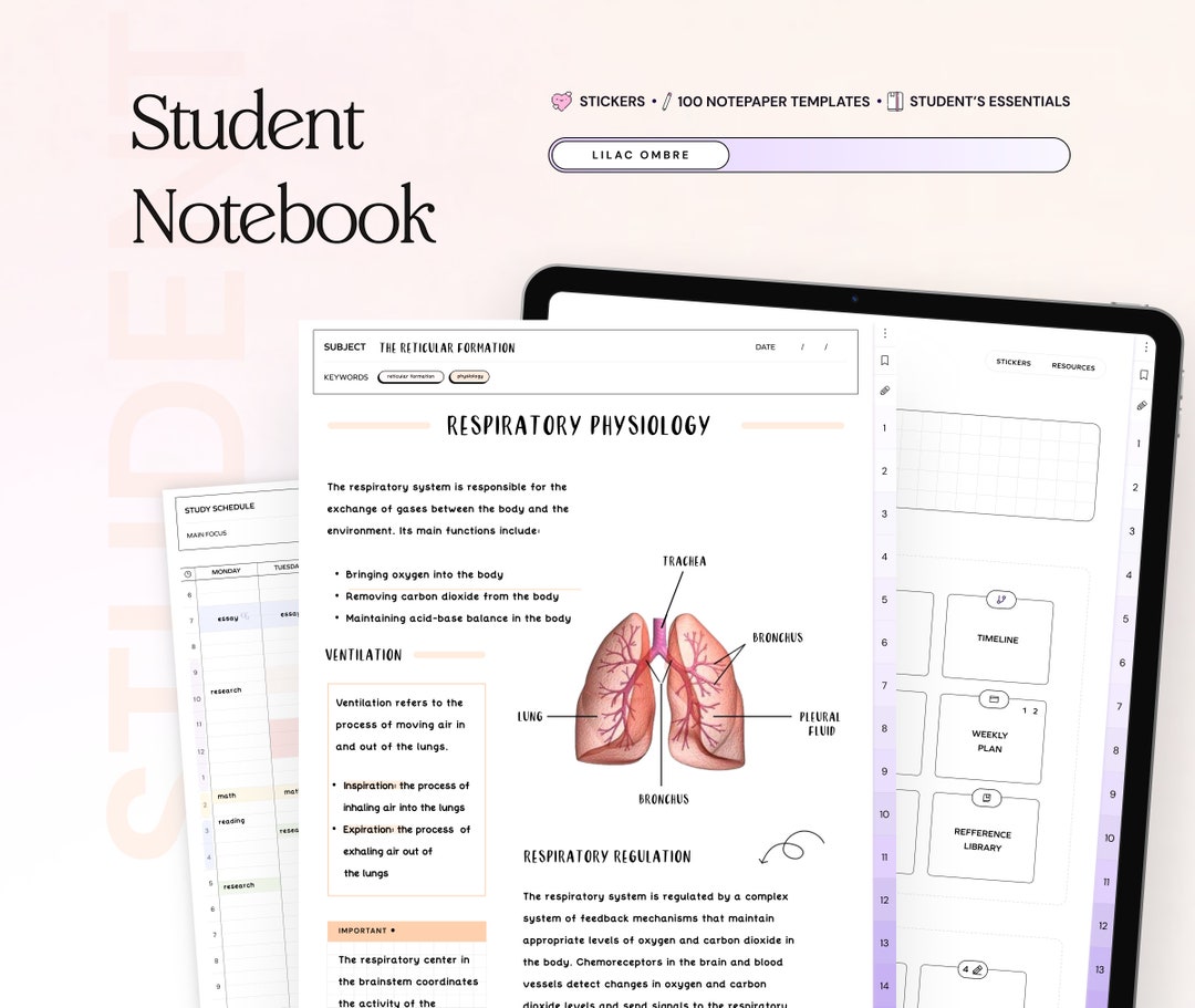 Student Digital Notebook Hyperlinked Notetaking Templates Planner ...