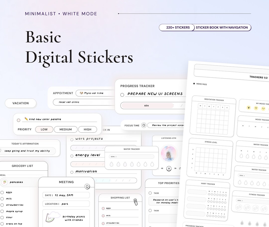 Everyday Digital Stickers for Planner Goodnotes Widget Sticker Book ...