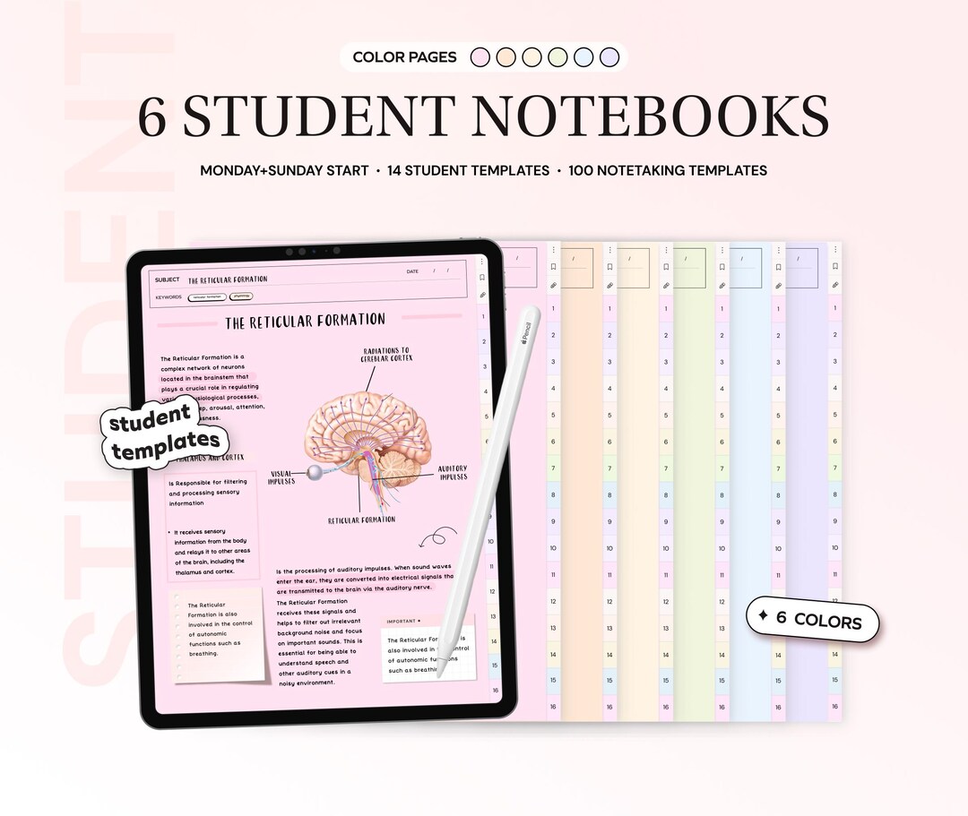 Student Digital Notebook Bundle Hyperlinked Notetaking Templates for ...