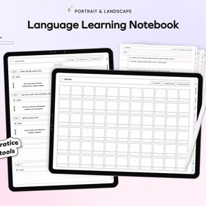 Language Learning Notebook/planner Learn Grammar Vocabulary Digital ...