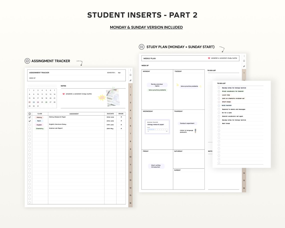Student Digital Notebook, Minimalist Note Paper Hyperlinked Notetaking ...