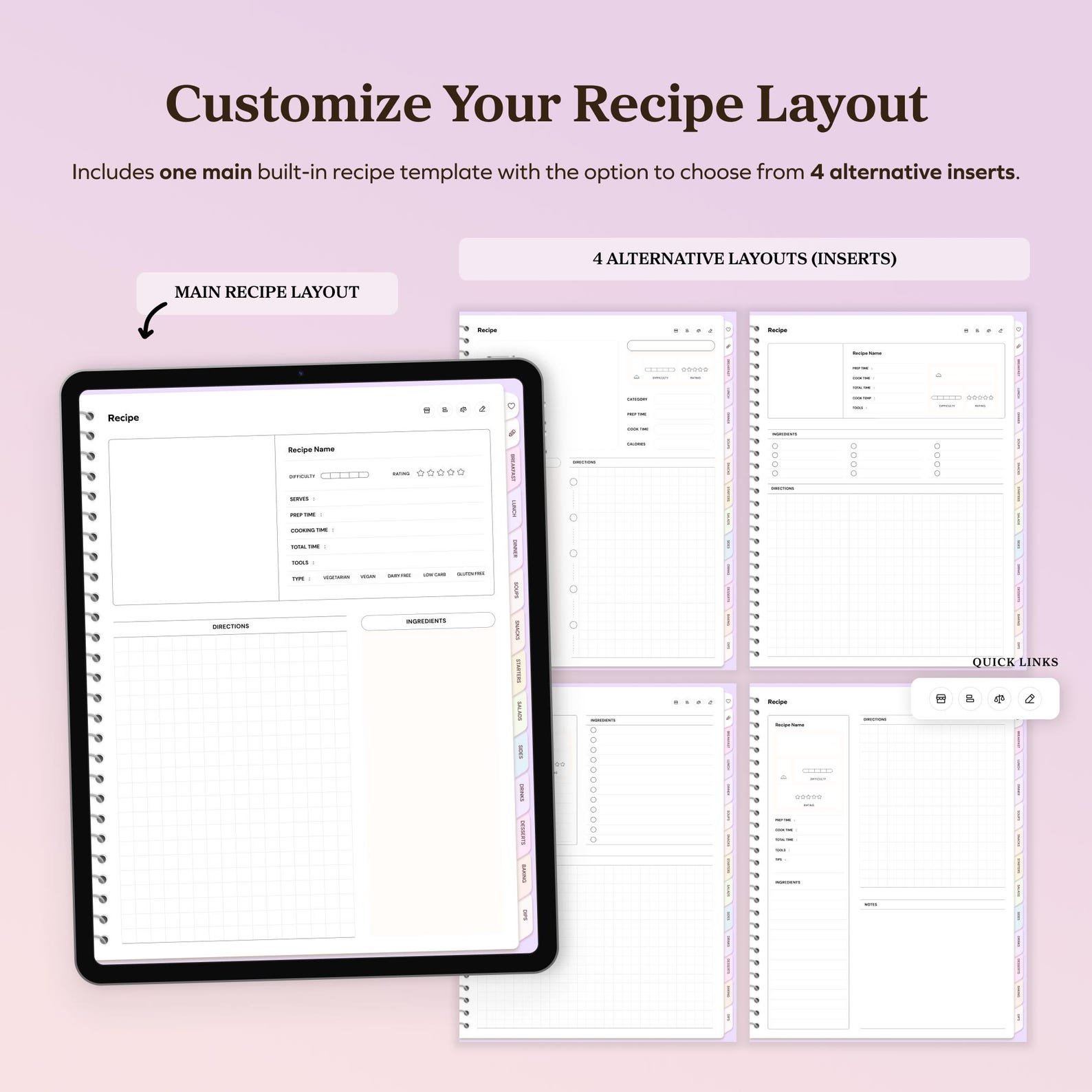 Digital Recipe Book for Ipad, Goodnotes Recipe Book Template, Recipe ...