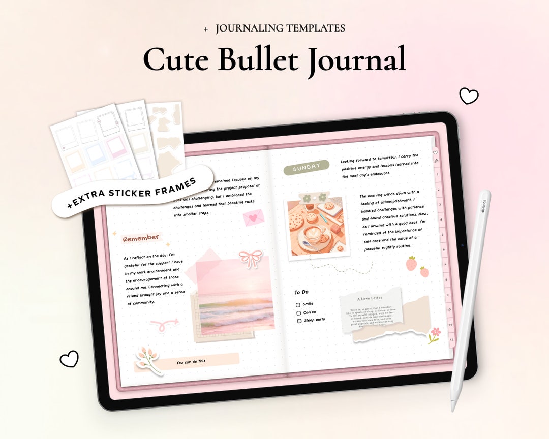 Digital Bullet Journal, Realistic Daily Notebook Scrapbook With ...