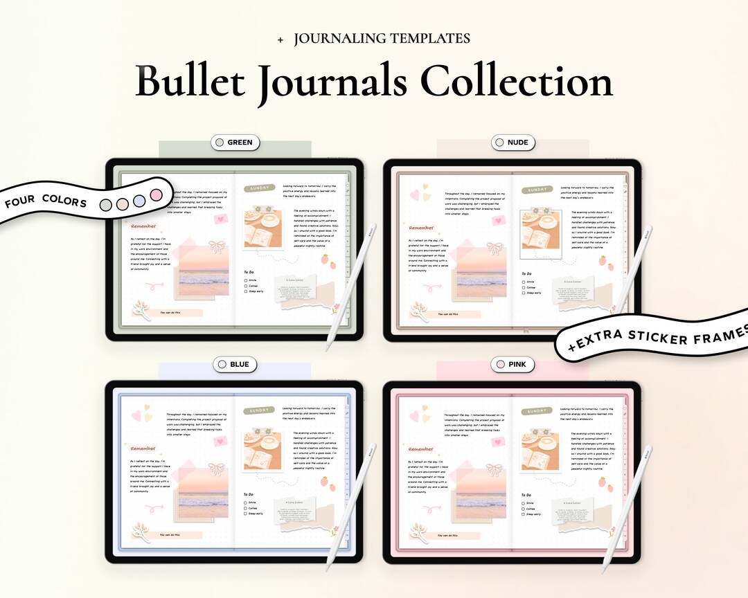 Digital Bullet Journal, Realistic Daily Notebook Journal With ...