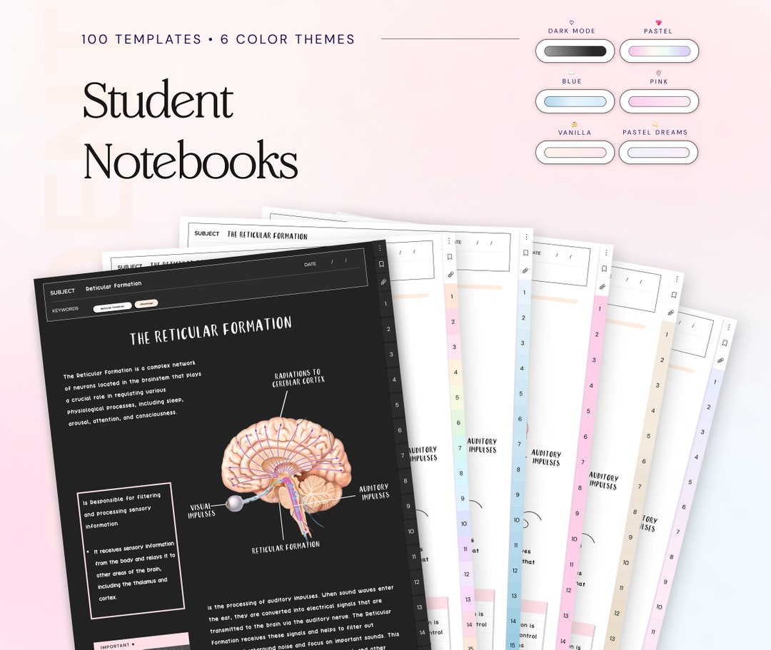 Student Digital Notebook Bundle Hyperlinked Notetaking Templates for ...