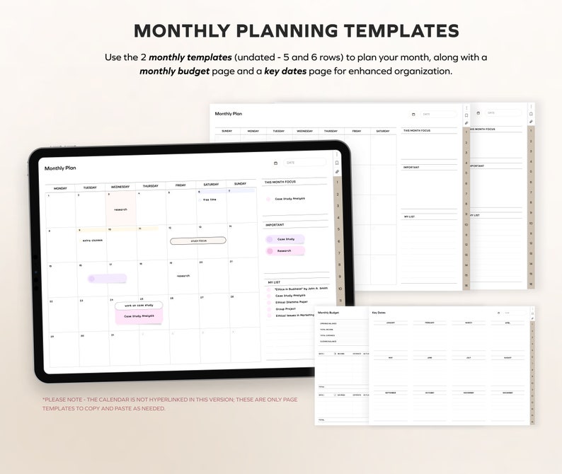 Student Undated Planner and Notebook, Portrait & Landscape Templates ...