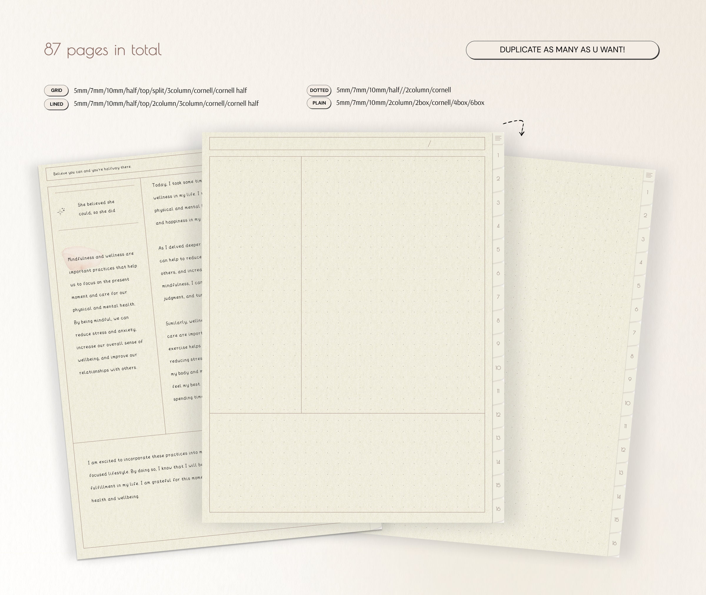 Digital Notebook Paper Texture Template Hyperlinked Tabs - Etsy