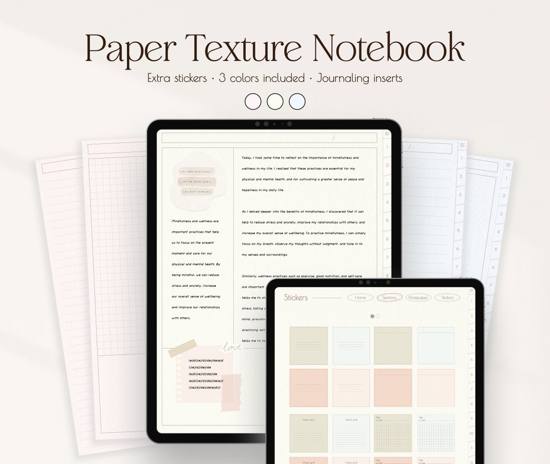 Digital Notebook Texture | Paper Template Notebook Hyperlinked Cornell ...