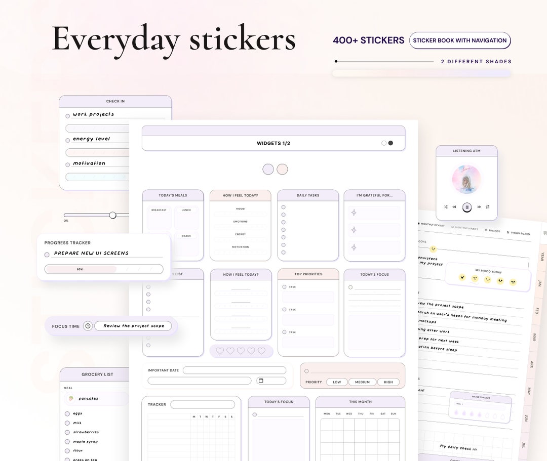 Everyday Digital Stickers for Planner Goodnotes Widget Sticker - Etsy