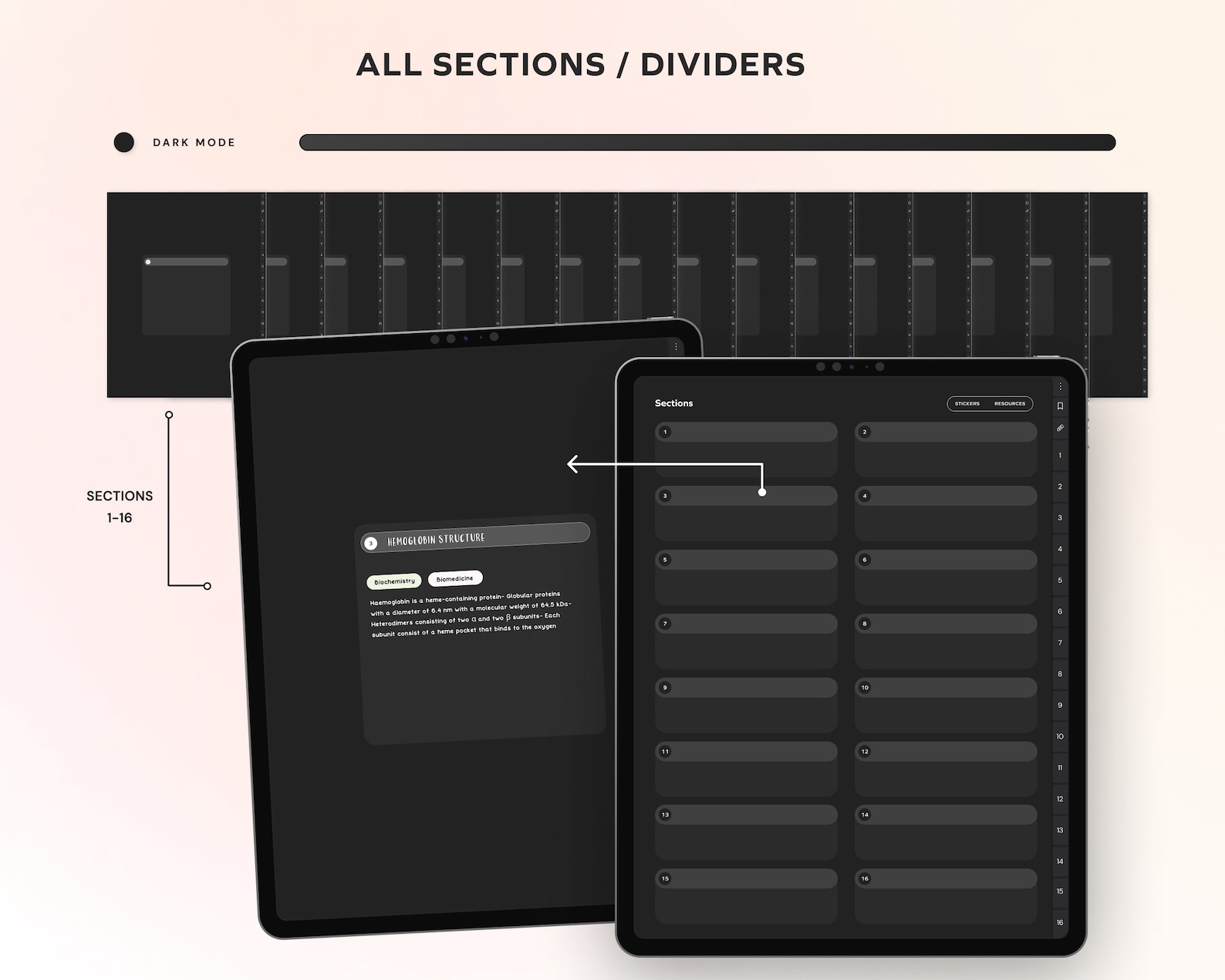 Student Digital Notebook Dark Mode | Hyperlinked Notetaking Templates ...