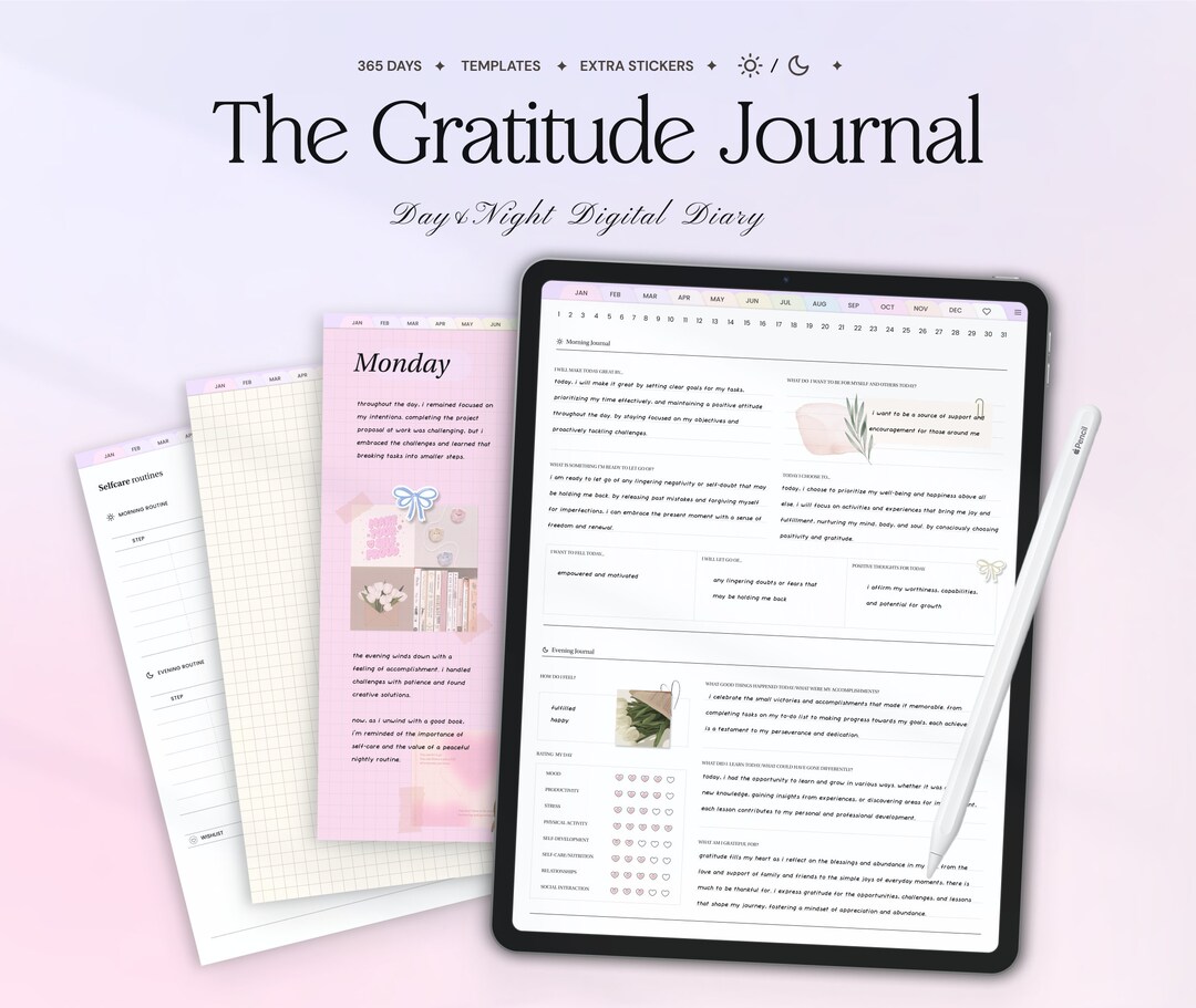 Digital Gratitude Journal for Goodnotes, Ipad, Notability, Daily ...