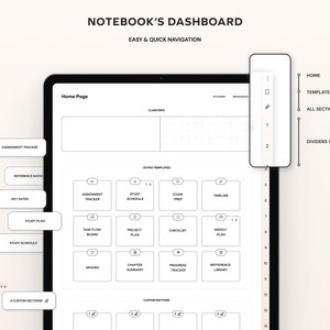Student Digital Notebook, Minimalist Note Paper Hyperlinked Notetaking ...