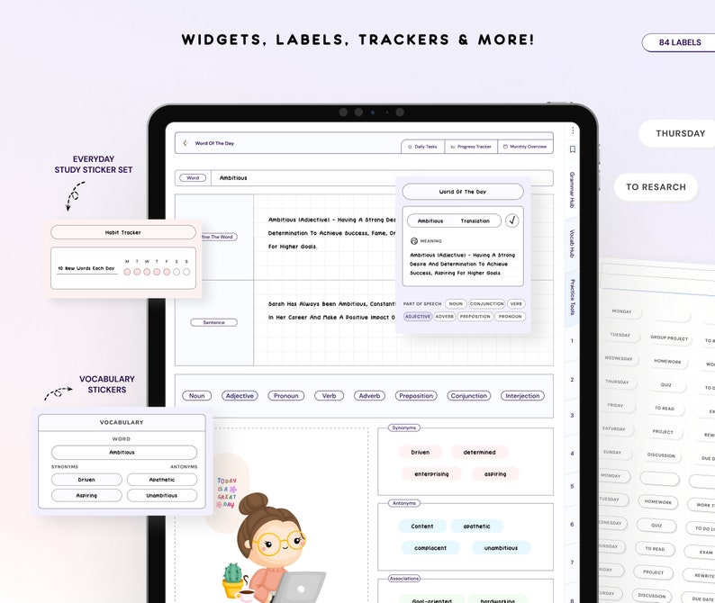Study Digital Stickers for Goodnotes Language Learning Sticker Book ...