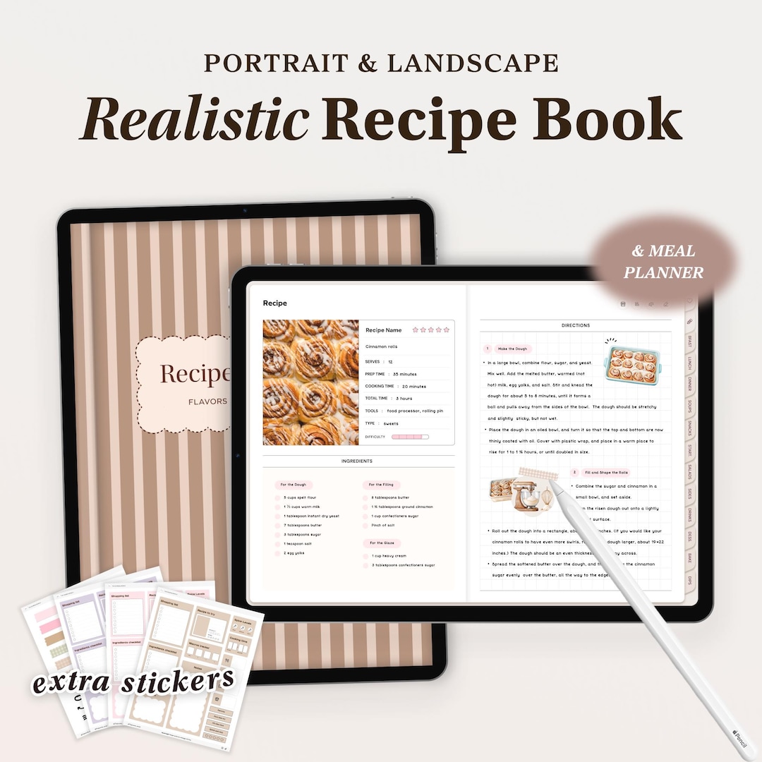Digital Recipe Book for Ipad, Goodnotes Recipe Book Template, Recipe ...