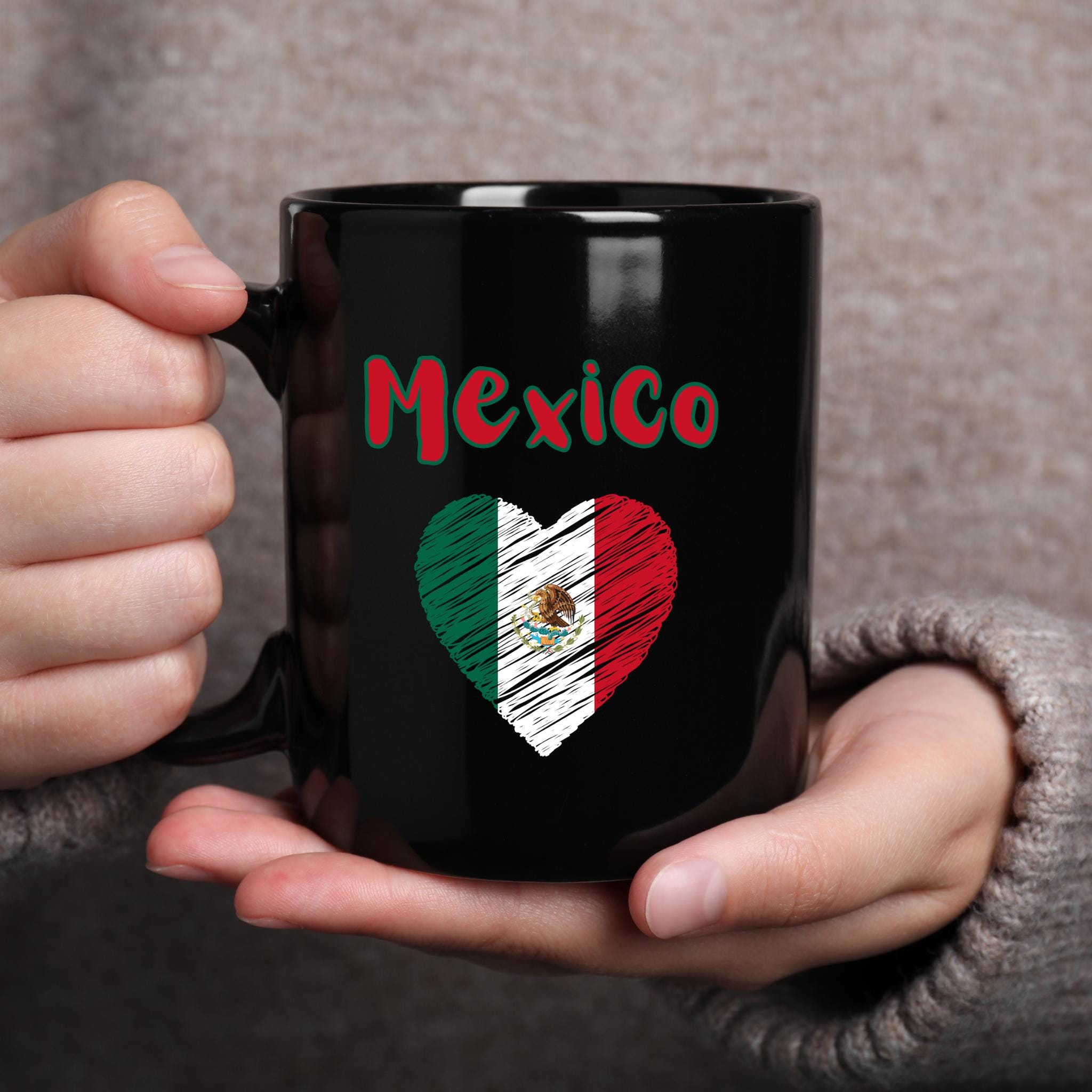 Mexico Flag Black Mug, Mexico Design Coffee Cup, Travel Souvenir Gift ...