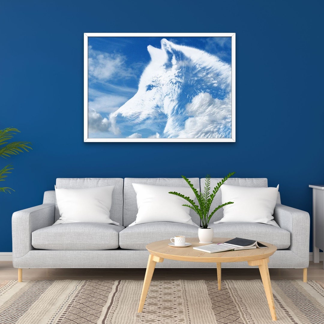 Surreal Sky Wolf Digital Wall Art - Part of the Surrealism Collection ...