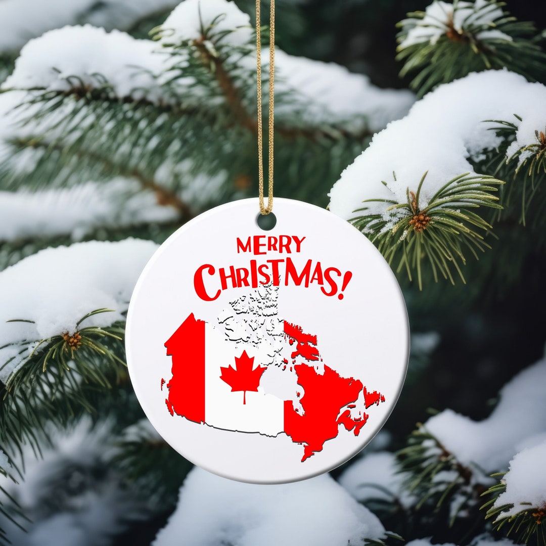Merry Christmas Canada Design Ceramic Ornament, Holiday/season ...