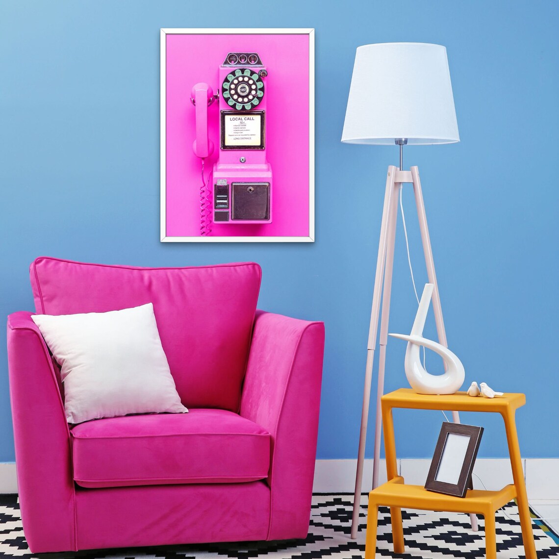 Vintage Pink Pay Phone Digital Wall Art, Vintage/retro Collection ...