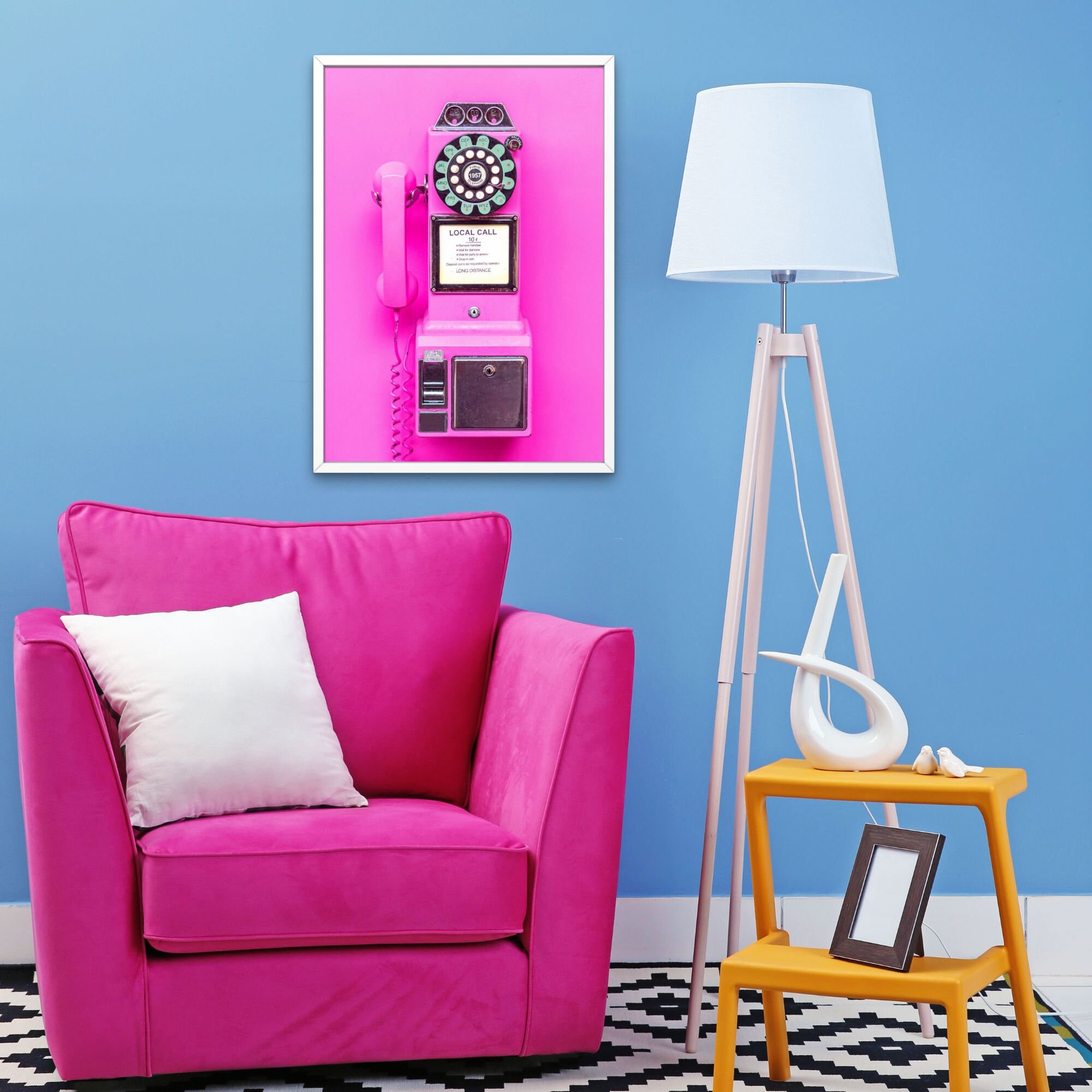 Vintage Pink Pay Phone Digital Wall Art, Vintage/retro Collection ...