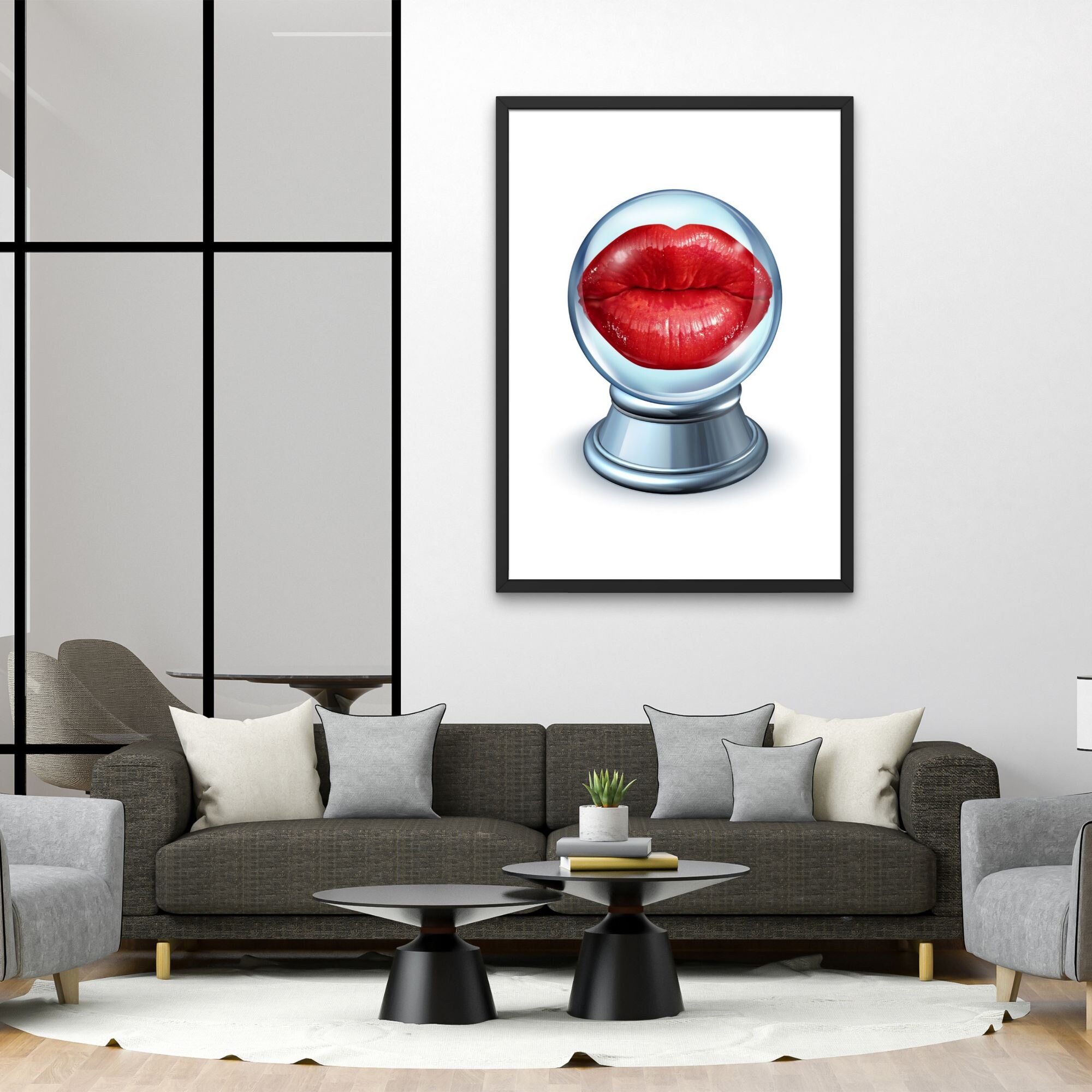 Crystal Kisses Digital Wall Art Surrealism Collection Printable Downloads Crystal Ball Wall