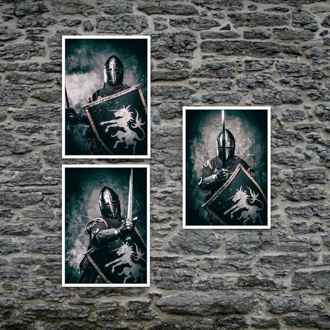 Knight Trio Triptych Digital Wall Art, Professional Collection ...