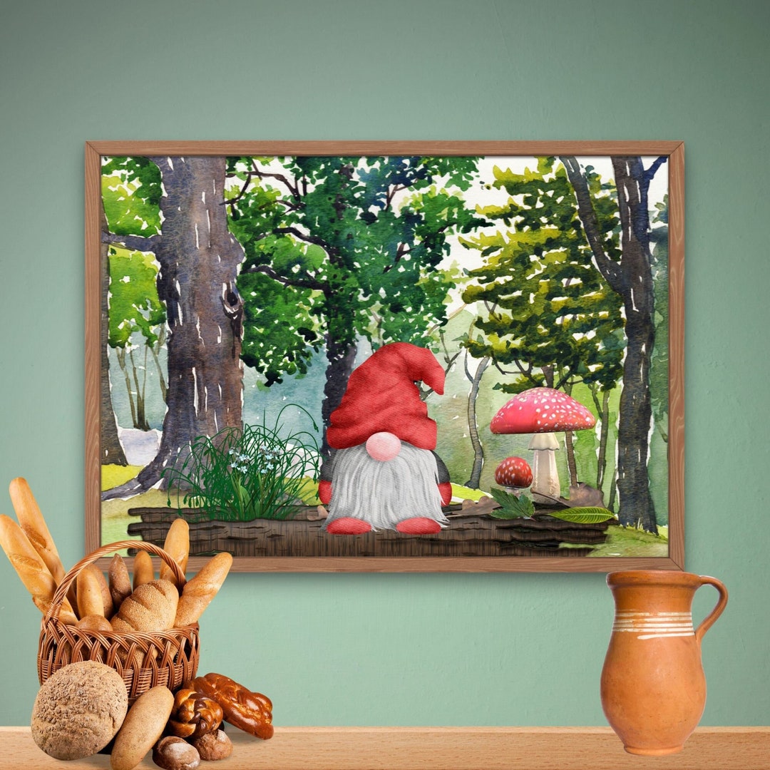 Forest Gnome Digital Wall Art, Mushroom/gnome Collection Printable ...