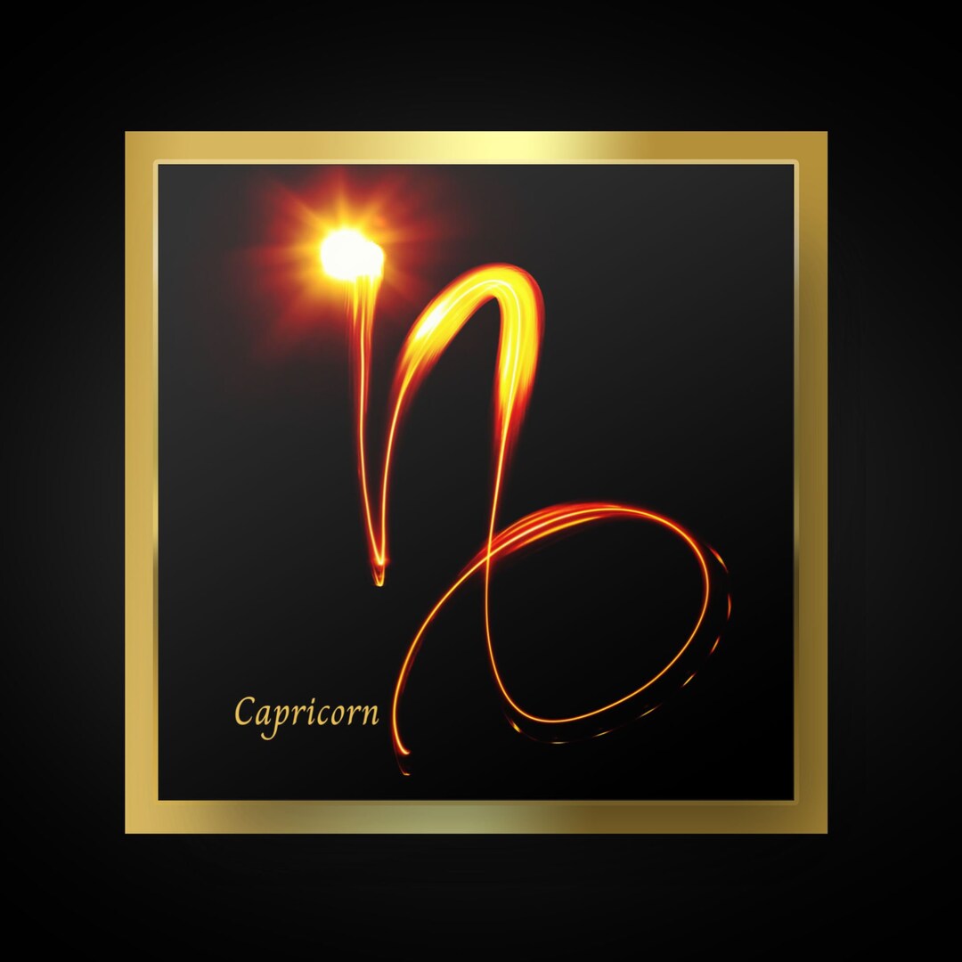 Capricorn Zodiac Symbol Digital Wall Art, Spiritual Collection ...